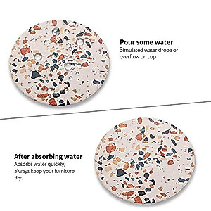 Coasters for Drinks, Absorbent Marble-Style Ceramic Coasters with Cork Base, Housewarming Gift for Home and Kitchen - Set of 6