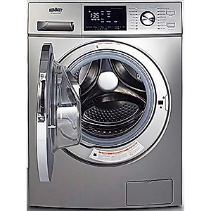 Summit Appliance SPWD2203P 24" Wide 115V Washer/Dryer Combo in Platinum for Non-Vented Use, 2.7 Cu.Ft. Capacity, LCD Display, 16 Wash Cycles, 1300 RPM, Stainless Steel Drum, Child Lock