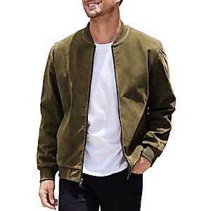 COOFANDY Mens Varsity Bomber Jacket Casual Lightweight Jackets Vintage Suede Coat