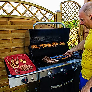 VIDOR Serving Tray with Handles,Grilling Prep Trays and Melamine Serving Platters for Parties,Eating,Outdoors and BBQ,Dishwasher Safe Food Tray,Meat Preparation Trays17 x 11"(Set of 2)