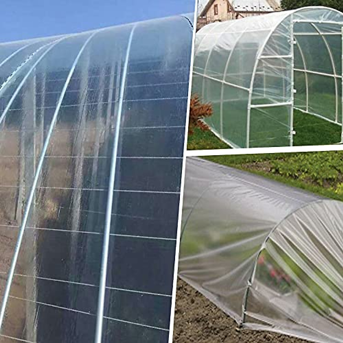 EWONICE Farm Clear Greenhouse Plastic Film Sheeting Cover, 6 mil UV Resistant Polyethylene Film, Hoop House Garden Green House Plant Cover Sheeting (6.5 ft x 19.7 ft)
