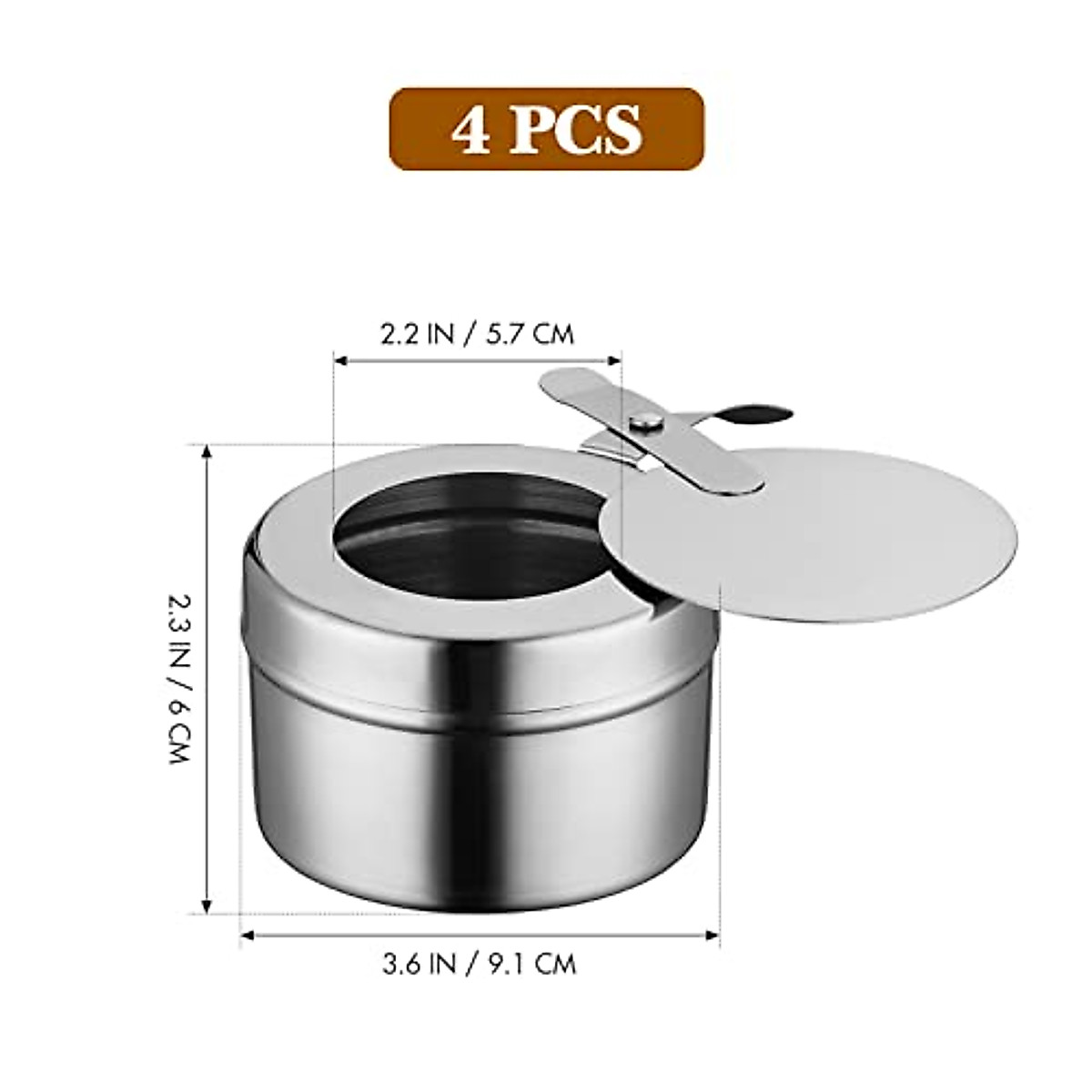 Cabilock 4pcs Stainless Steel Fuel Holder with Cover Chafer Canned Heat Fuel Box Heat Holder with Safety Cover for Buffets Barbecue Parties