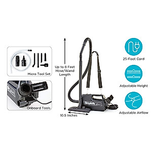 Simplicity Vacuums Handheld Canister Vacuum with Carry Strap for Hard Floors and Rugs, Car Detailing Vacuum Cleaner, S100