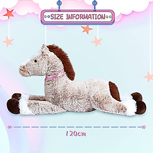 SNOWOLF Giant Plush Horse Large Horse Stuffed Animal Toy Big Pony Unicorn Plush Pillow Doll Gifts for Kids, Valentines, Christmas(Brown,120cm/47.2in)