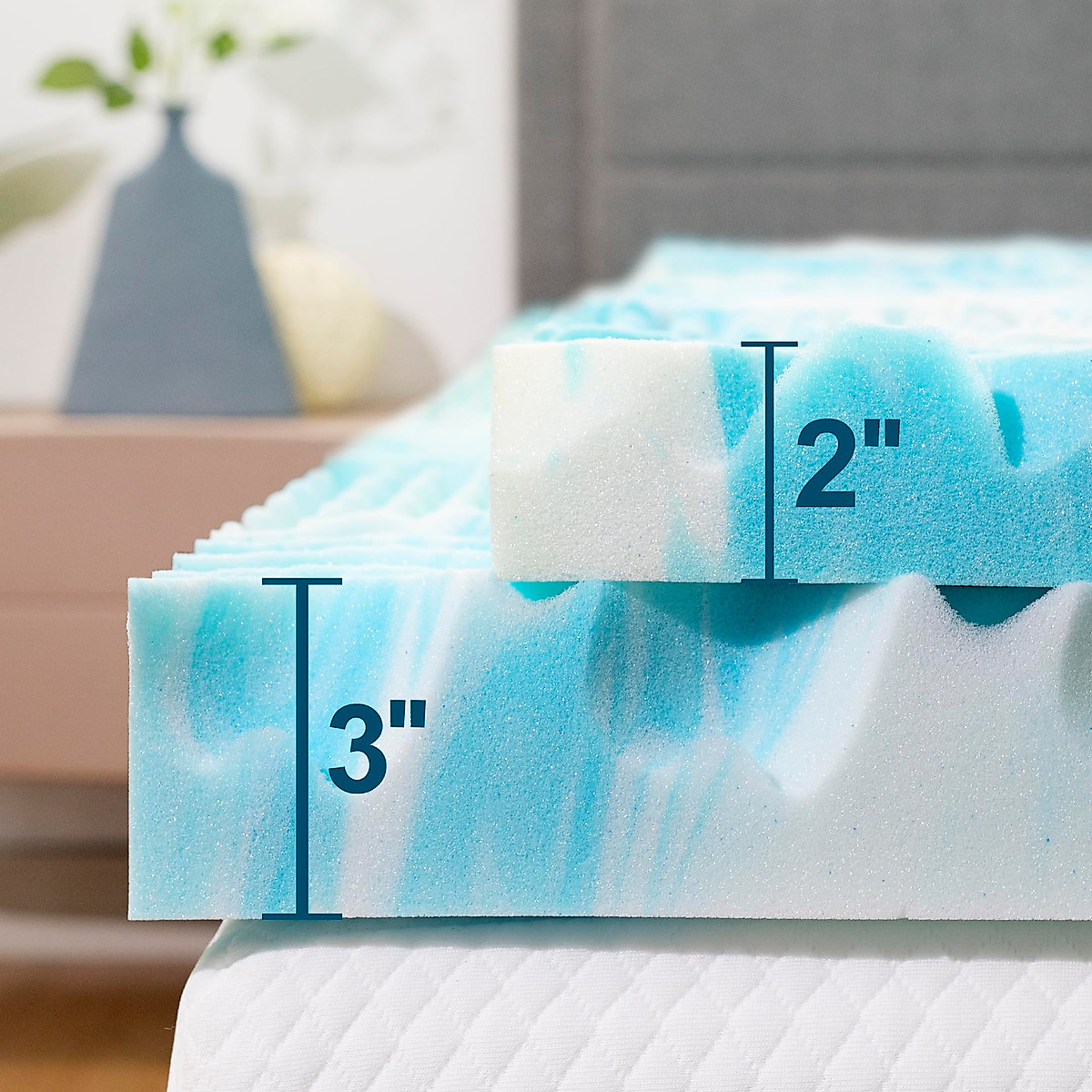 BreezeRest Best College Mattress Topper 2 Inch 7-Zone Twin XL Memory Foam,Dormify Cooling Gel Foam Mattress Topper for Pressure Relief,with Cooling Breathable Cover CertiPUR-US Certified TwinXL Size