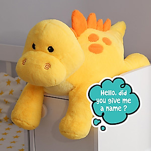 Stroceax 25" | 4 Pounds Yellow Dinosaur Weighted Stuffed Animals - Weighted Stuffed Animal for Anxiety - Big Cute Dino Plush Toy Throw Pillow Gifts for Kids & Adults (Yellow - 4 lbs)