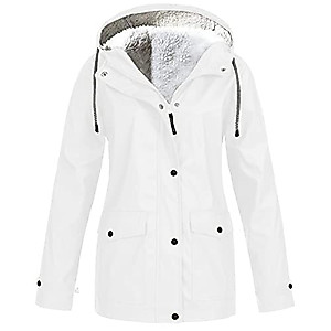 Women's Winter Raincoats Waterproof Jackets Furry Sherpa Lined Jackets Fleece Ski Jackets Warm Hiking Coat Outerwear womens coats winter clearance prime winter coats sale