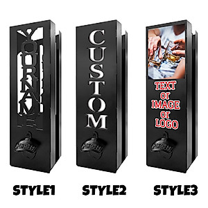 Qingxily Custom Can Cooler Holder Wall Mounted with Bottle Opener Personalized Beer Can Sleeves Storage Organizer Customized Cooler Dispenser with Name for Home Bar