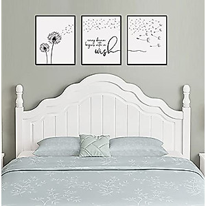 Every Dream Begins With A Wish Dendelion Wall Art Bedroom Nursery Decor Dandelion Print Best Friend Gift Living Room Wall Decor, Set of 3, UNFRAMED 11X14INCH
