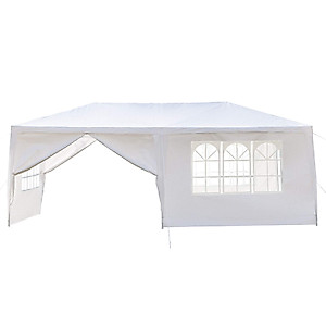 10' x 20'x 8.5'Outdoor White Waterproof Gazebo Canopy Tent with 4 Removable Sidewalls and Windows Heavy Duty Tent for Party Wedding Events Beach BBQ