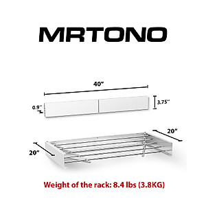 MrToNo Laundry Drying Rack Collapsible, Wall Mounted Drying Rack, Clothes Drying Rack, Retractable Drying Rack,13.2 Linear Ft, 5 Aluminum Rods, 60 lb Capacity (White, 40'')