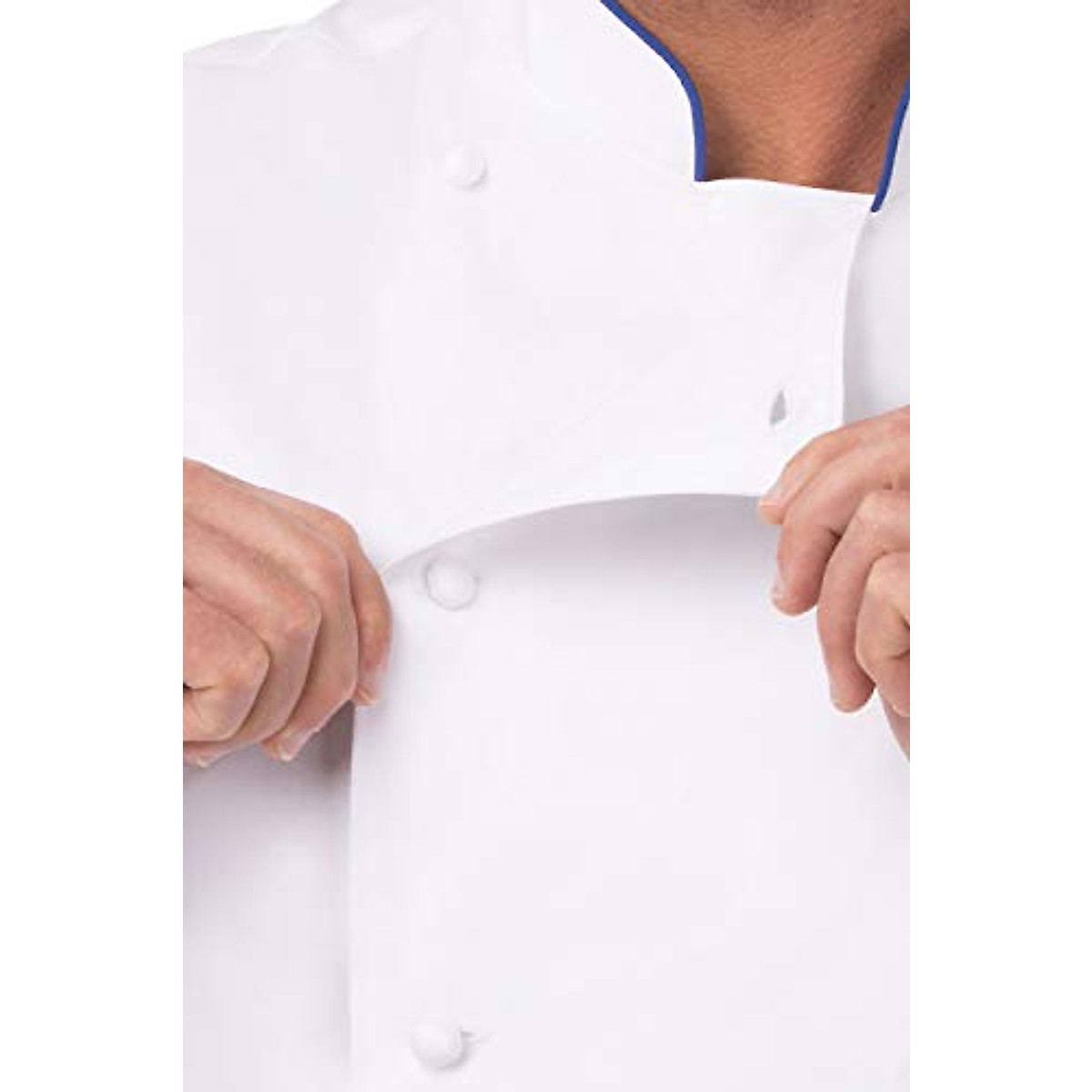 Chef Works Men's Men's Carlton Executive Chef Coat, White With Blue Piping, 40