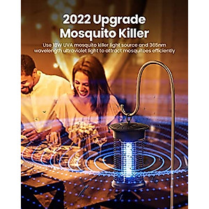 Gaiatop Bug Zapper Outdoor, 4000V 18W Mosquito Zapper Outdoor with 5ft Power Cord, Waterproof Electric Insect/Fly Trap Zapper Killer for Home Backyard Garden Patio - Black