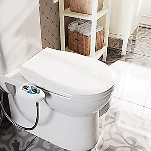 YASFEL Bidet Toilet Seat Attachment - Fresh Water Non-Electric Bidet Toilet Seat Attachment w/Self-cleaning Nozzle and Easy Water Pressure Adjustment, Bidet Toilet Seat Attachment (Blue White)