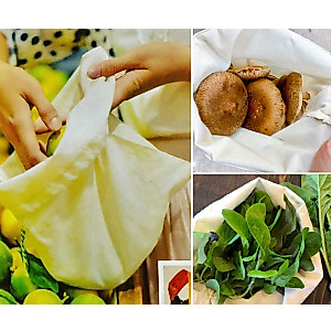 Muslin Produce Bags - Organic Cotton Produce Bags - Cloth Grain Bags - Cloth Vegetable Bags - Cloth Bread Bags - Vegetable Bag Cloth - Produce Bag, Cotton Vegetable Bag Set of 7 (XXL, XL, L, M, S, XS)