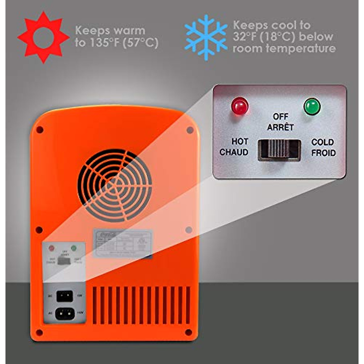 Coca-Cola Fanta FA04 4 Liter/4.2 Quarts 6 Can Portable Mini Cooler/Fridge for Food, Beverages, Orange