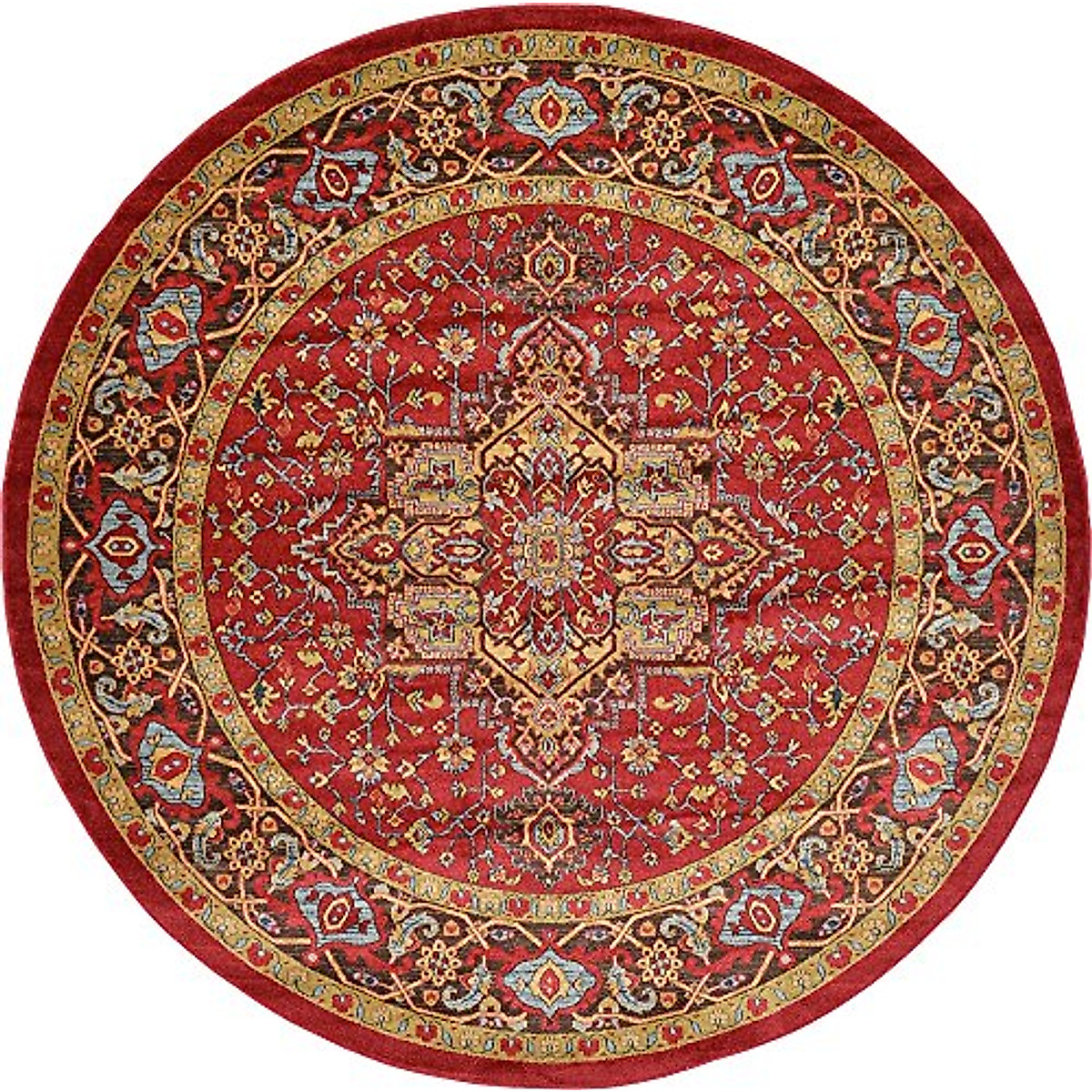 Unique Loom Sahand Collection Traditional Geometric Classic Red Round Rug (8' 0 x 8' 0)