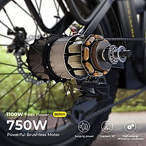 Foldable Electric Bicycles, 750W Brushless Motor, 48V 15AH Removable Battery, Electric Bike with Shimano 7 Speed Derailleur, Ebike for Adults