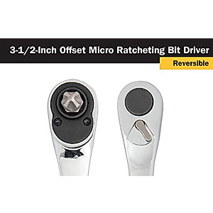 Titan 11203 2-Piece Offset Micro Ratcheting Bit Driver and Ratchet Set