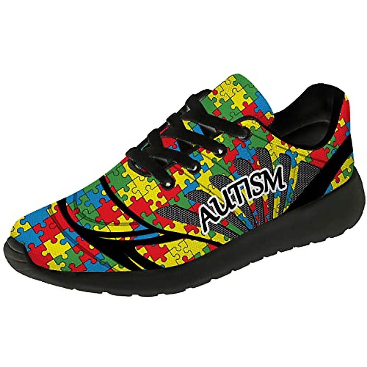 vogiant Autism Puzzle Shoes for Men Women Tennis Shoes Walking Running Sneakers Autism Awareness Shoes Gifts for Teacher,Size 9.5