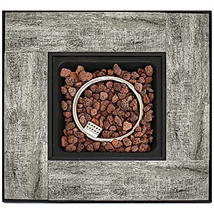 Sunnydaze Reykir 24-Inch H Square Fire Pit with Tile Tabletop and Rafa Fabric Sides - Ideal for The Patio, Deck or Backyard