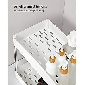 SONGMICS Under Sink Organizers and Storage, 2-Tier Bathroom Organizer Under Sink, Under Cabinet Storage, Kitchen Cabinet Organizers and Storage, 15.7 x 8.7 x 12.2 Inches, White UBUO001W01