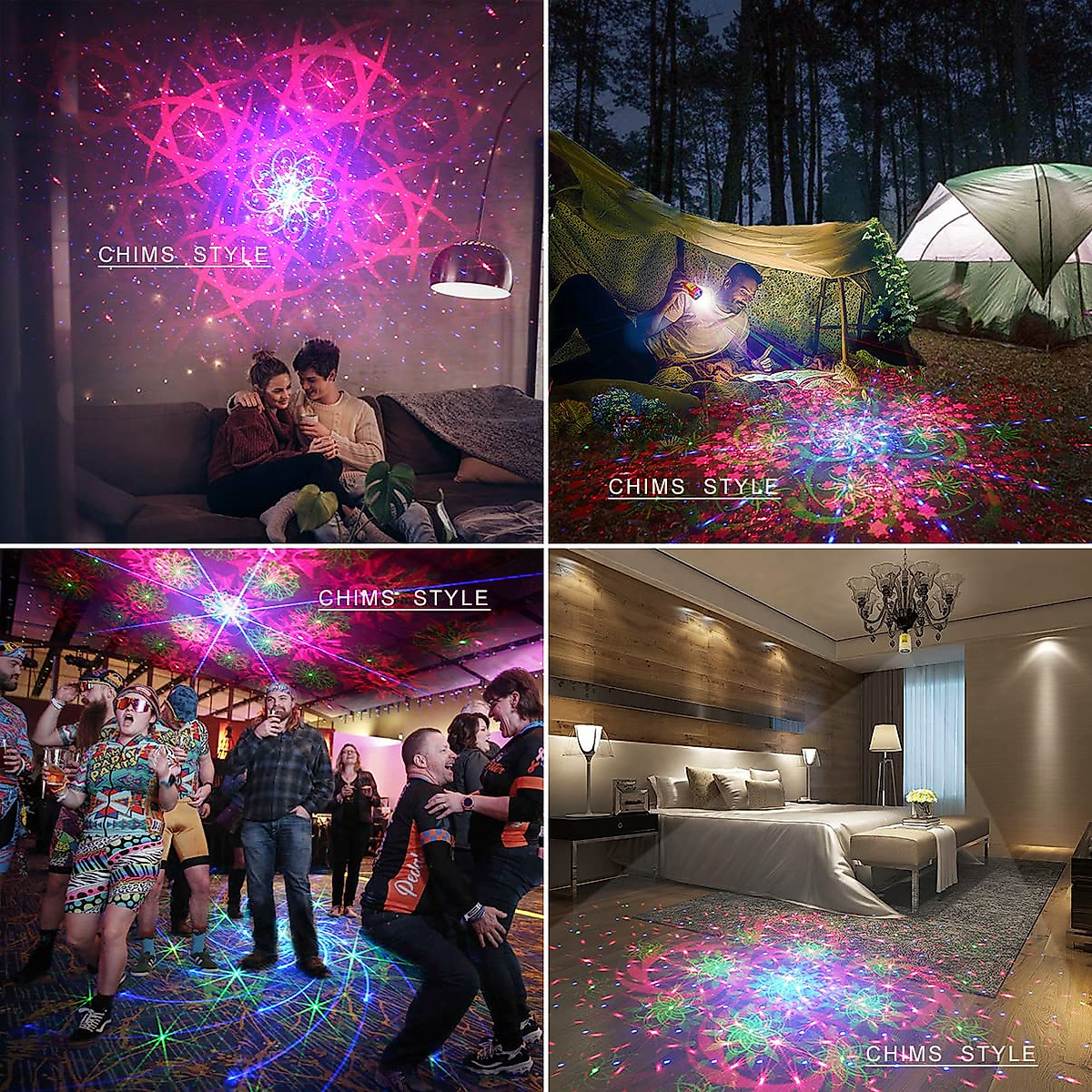 Chims Mini Party Laser Lights Show Portable RGB 32 Patterns Music Activated Led Lights for Party Family School DJ Party Festival Birthday Gift Outdoor Travel Garden Forest Camping New Year Decoration