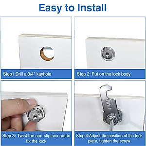Cylinnda Cabinet Locks (3 Pack, Zinc Alloy), Keyed Alike Cam Lock for Tool Box, RV Storage, Mailbox, 5/8"
