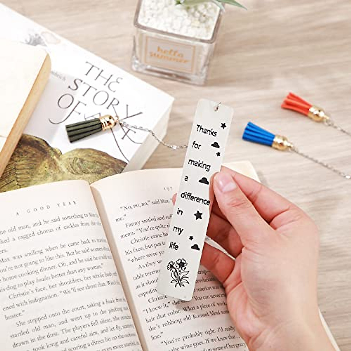 10 Pieces Teacher Bookmark Teachers Appreciation Gift for Back to School First Day of School Teachers Day Graduation Book Page Marker with Pendant for Teacher of Preschool High School