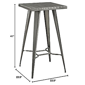 Modway Direct Rustic Modern Farmhouse Steel Metal Square Bar Table in Gunmetal