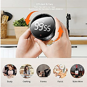 Timers, Timer for Kids, Digital Kitchen Timer Magnetic with Large LED Display, Volume Adjustable Countdown Countup Timer for Cooking, Teaching, Classroom Study, Fitness and Oven Black
