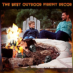 12 Pieces 2.3 Inches Metal Skull Charcoal Briquettes Human Skull Shaped Fire Pit Stones Gas Charcoal Halloween Skull Fireproof Fire Pit Skull Halloween Decor for Campfire Fireplace Fire Pit