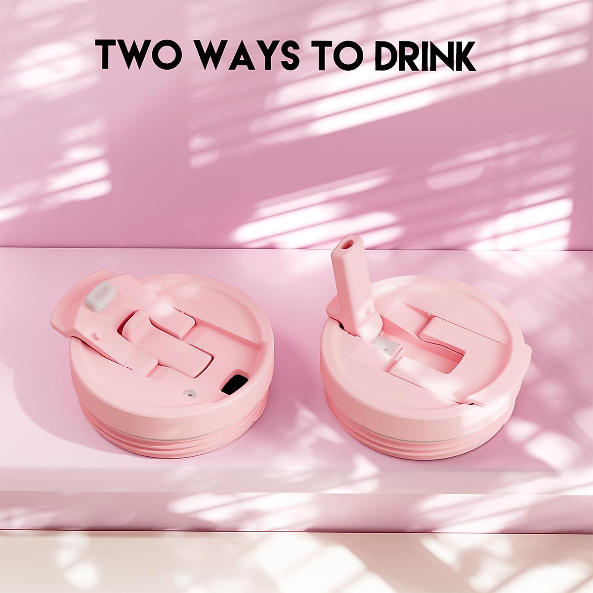 Meoky 32 oz Tumbler with Handle and Flip Straw, 100% Leakproof Tumbler with Lid and Straw, Stainless Steel Insulated Cup, Cupholder Friendly, Keeps Cold for 24 Hours (Blush)