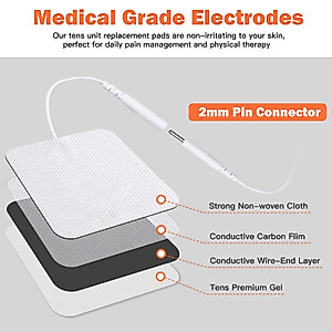 24 Pack 2''x2'' TENS Unit Replacement Pads Reuse More Than 45 Times, Premium Self-Adhesive Electrodes Patches with Non-Irritating Design for Electrotherapy, Compatible with AUVON TENS, TENS 7000 etc