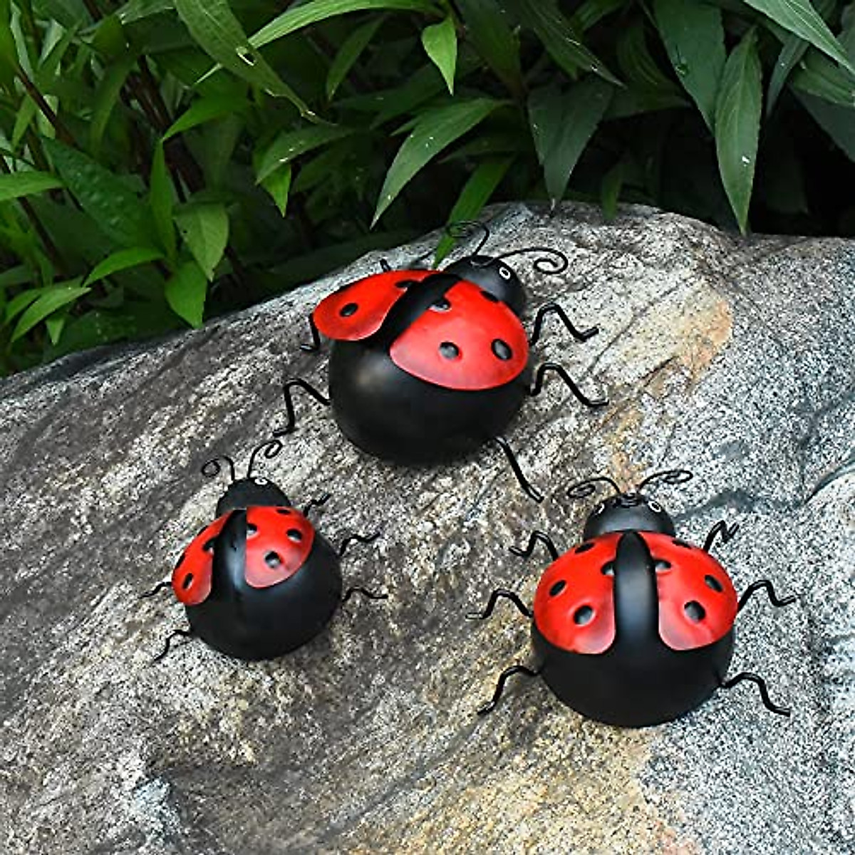 Metal Ladybug Wall Art Decor Set - Vibrant Garden & Indoor Decor