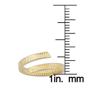 Kooljewelry 14k Yellow Gold Diamond-cut Bypass Ring (size 7)