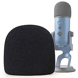 SUNMON Microphone Foam Windscreen Cover for Blue Yeti, Yeti Pro and Yeti X Microphones, the Mic Pop Filter Mask Shield also suit MXL and Audio Technica (Black)