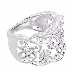 AeraVida Gorgeous Floral Filigree Vines .925 Sterling Silver Ring (10) | Vintage Silver Ring for Women | Fashion Jewelry