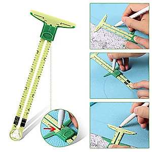 2 Pieces Sewing Gauge Sewing Measuring Tool, 5-in-1 Sliding Gauge Measuring Sewing Ruler Tool Fabric Quilting Ruler for Knitting Crafting Sewing Beginner Supplies