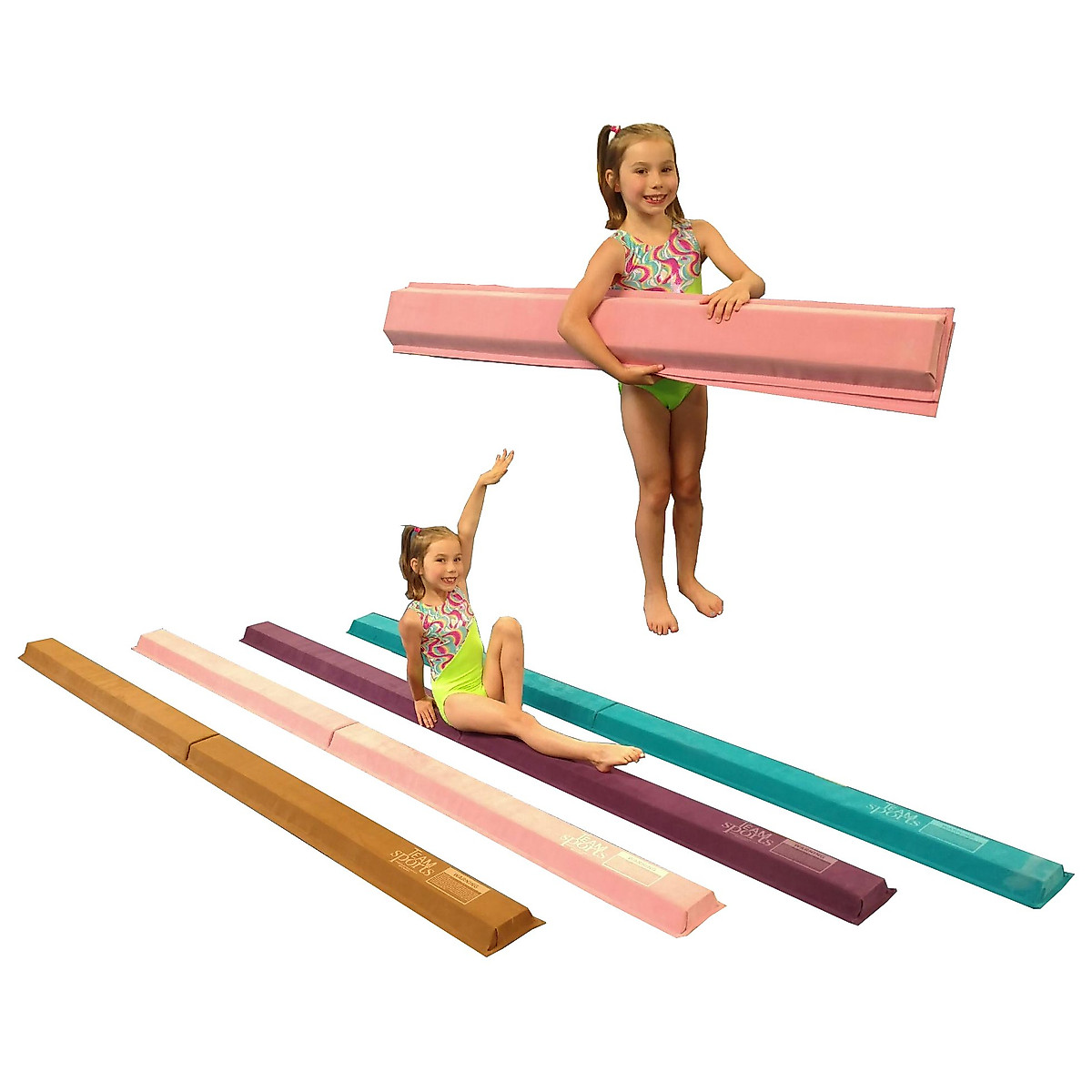 Gymnastics 9' Foldable Suede Beams (Turquise)