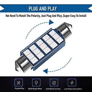 ZKFAR Pack-4 42mm LED Bulbs Extremely Bright, 3014 Chipsets 400LM for LED Interior Dome Map Door Lights Bulbs (Blue)