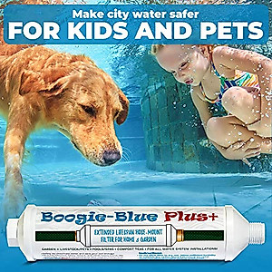 Boogie Blue Plus Garden Hose Water Filter for RV and Outdoor use - Removes Chlorine, Chloramines, VOCs, Pesticides/Herbicides Boogie Blue Plus High Capacity Filter - The Organic Gardener's Choice