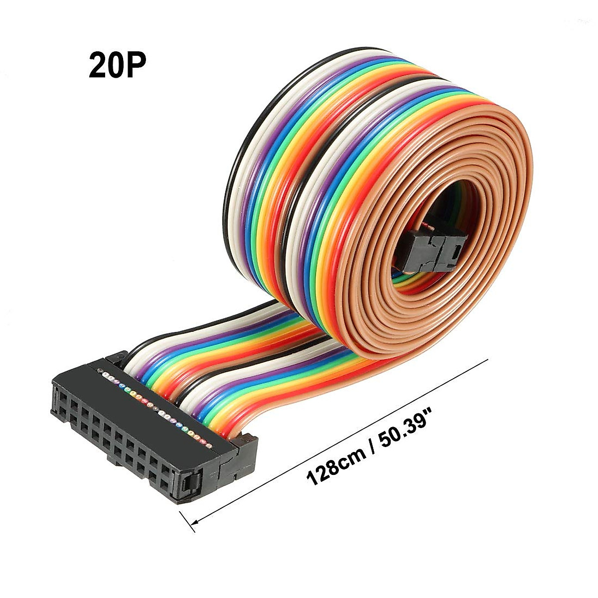 uxcell IDC Rainbow Wire Flat Ribbon Cable 20 Pins 128cm Length 2.54mm Pitch Type-C
