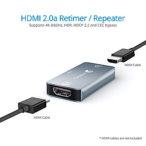 gofanco Prophecy 4K HDMI 2.0 Repeater with Retimer - HDMI Signal Booster/Extender, 4K @60Hz YUV 4:4:4, HDR, HDMI 2.0a, HDCP 2.2, 18Gbps, CEC Pass-Through, Cascading, TAA Compliant (PRO-HDrepeat)