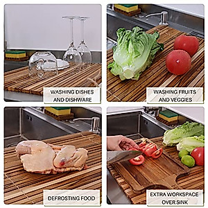 HTB Teak Kitchen Dish Drying Rack & Sponge Holder