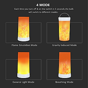 Kitmose 4X LED Flame Effect Light , USB Rechargeable 4 Modes Flickering Flame Candle Lantern with Remote Timer Gravity Sensing Effect Magnetic Base Waterproof Dimmable Outdoor Hanging Lamps Camping