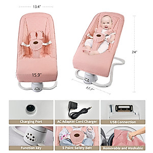 Portable Baby Bouncer,Infants Bouncer for Babies 0-6 Months,Baby Bouncer for Infants, Electric Baby Bouncer with Remote Control, Seat & Infant to Toddler Rocker for Newborns