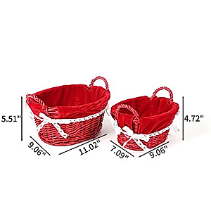 Wicker Storage Baskets Oval Woven Basket with Handle Liner for Shelf Decorative Empty Gift Baskets Decor