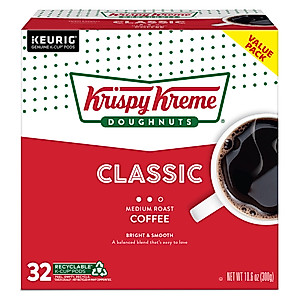 Krispy Kreme Classic, Single-Serve Keurig K-Cup Pods, Medium Roast Coffee Pods, 32 Count