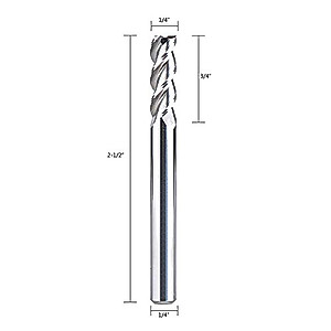 SpeTool 1/4 End Mill for Aluminum 3 Flutes CNC Spiral Router Bit for Aluminum Cut Non-Ferrous Metal Upcut 2.5 inches Long 5 Pieces